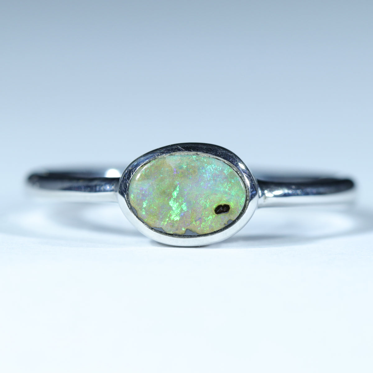 Australian Silver Natural Opal Ring