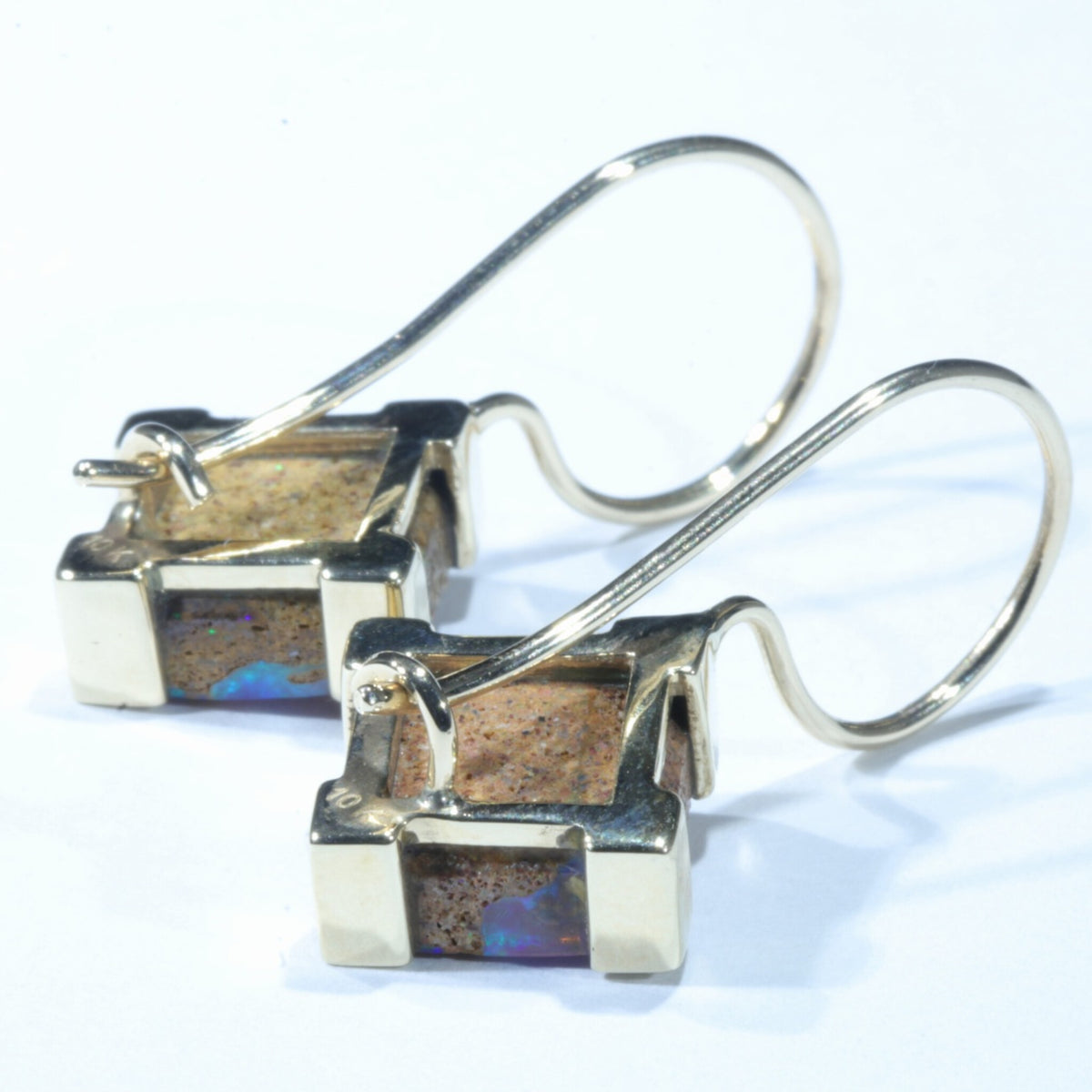 Yellow Gold Australian Opal Earrings