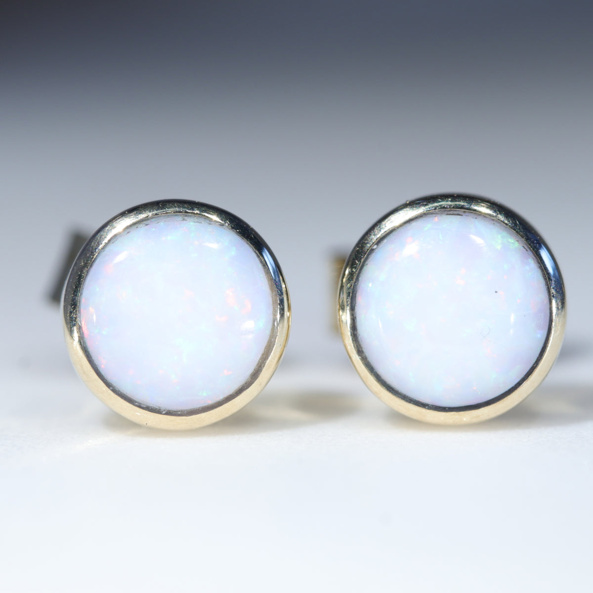 Australian White Opal Gold Earrings