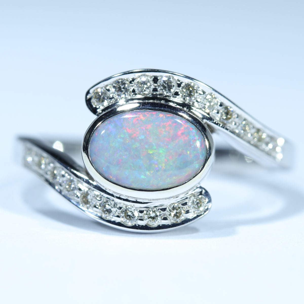Natural Australian Lightning Ridge Opal Ring- White Gold